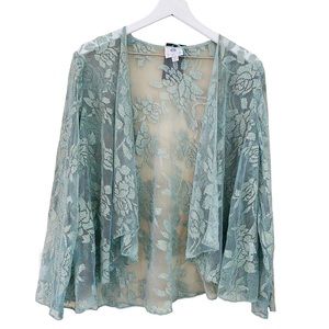 Patra | Tops | Plus Patra Nwt Spearmint Floral Metallic Sheer Lace Open ...